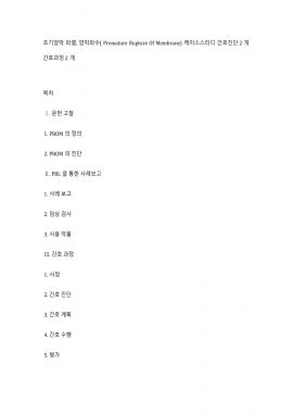 조기양막 파열, 양막파수( Premature Rupture Of Membrane) 케이스스터디 간호진단2개 간호과정 2개-1페이지