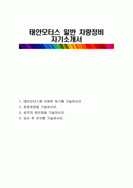 태안모터스 일반 차량정비 자기소개서-1페이지