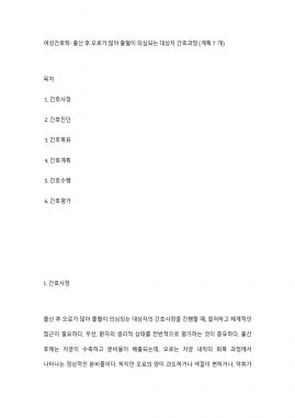 여성간호학- 출산 후 오로가 많아 출혈이 의심되는 대상자 간호과정 (계획7개)-1페이지