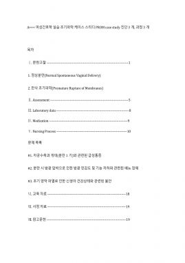 A+++ 여성간호학 실습 조기파막 케이스 스터디 PROM case study 진단 3개, 과정 3개-1페이지