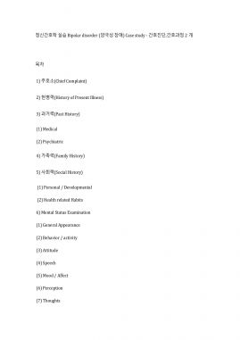 정신간호학 실습 Bipolar disorder (양극성 장애) Case study - 간호진단,간호과정 2개-1페이지