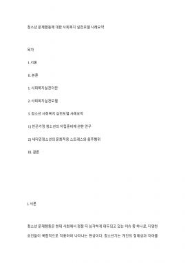 청소년 문제행동에 대한 사회복지 실천모델 사례요약-1페이지