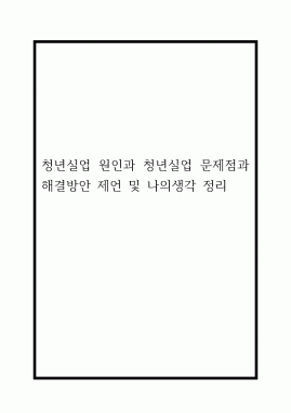 청년실업 원인과 청년실업 문제점과 해결방안 제언 및 나의생각 정리 (청년실업 연구레포트)-1페이지