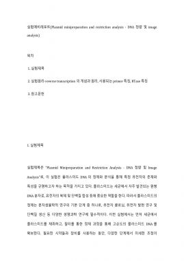 실험예비레포트(Plasmid minipreparation and restriction analysis - DNA 정량 및 image analysis)-1페이지