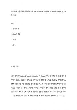 포항공대 화학생명공학실험[포스텍 A]Final-Report (Ligation & Transformation for TA Cloning)-1페이지