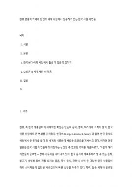 한류 열풍의 기세에 힘입어 세계 시장에서 성공하고 있는 한국 식품 기업들-1페이지