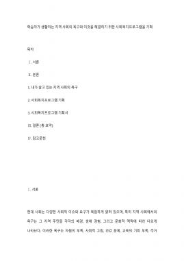 학습자가 생활하는 지역 사회의 욕구와 이것을 해결하기 위한 사회복지프로그램을 기획-1페이지