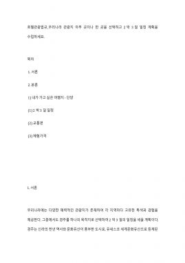 호텔관광법규_우리나라 관광지 아무 곳이나 한 곳을 선택하고 2박 3일 일정 계획을 수립하세요.-1페이지