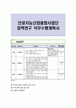 인공지능산업융합사업단 정책연구 직무수행계획서-1페이지