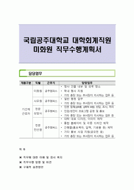 국립공주대학교 대학회계직원 미화원 직무수행계획서-1페이지