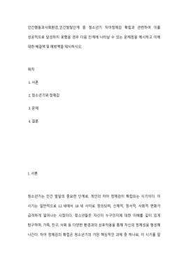 인간행동과사회환경_인간발달단계 중 청소년기 자아정체감 확립과 관련하여 이를 성공적으로 달성하지 못했을 경우 다음 단계에 나타날 수 있는 문제점을 제시하고 이에 대한 해결책 및 예방책을 제시하시오.-1페이지