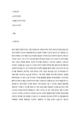 웅진식품_마케팅 전략기획 & 커뮤니케이션 매니저_최종 합격 자기소개서-1페이지