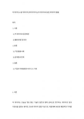 빅 데이터,소셜 빅데이터,데이터마이닝,빅 데이터와 등장,빅데이터 활용-1페이지