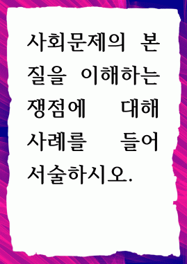 [ 사회문제의 본질을 이해하는 쟁점에 대해 사례를 들어 서술 ]-1페이지