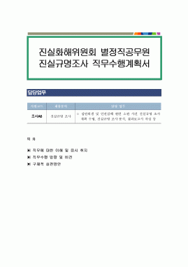 진실화해위원회 별정직공무원 진실규명조사 직무수행계획서-1페이지