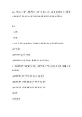 2023학년도 2학기 사례관리론) 송파 세 모녀 사건 사례를 정리하고, 이 사례를 생태체계이론, 임파워먼트 모델, 사회지지망 이론에 기반하여 비교 분석하시오-1페이지