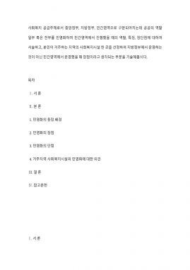 사회복지 공급주체로서 중앙정부, 지방정부, 민간영역으로 구분되어지는데 공공의 역할 일부 혹은 전부를 민영화하여 민간영역에서 진행했을 때의 역할, 특징, 장단점에 대하여 서술하고, 본인이 거주하는 지역의 사회복지시설 한 곳을 선정하여 지방정부에서 운영하는 것이 아닌 민간영역에서 운영했을 때 장점이라고 생각되는 부분을 기술해봅시다.-1페이지