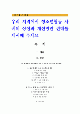 우리 지역에서 청소년활동 사례의 장점과 개선방안 견해를 제시해 주세요-1페이지