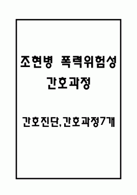 [조현병 폭력위험성 간호과정] 조현병 폭력위험성 간호진단 간호과정 케이스 (조현병 폭력위험성 간호진단7개,간호과정7개)-1페이지