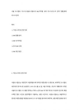 서울 도시철도 리스크,서울도시철도의 RM,지하철 내의 리스크,리스크 관리 현황,화재 리스크 관리-1페이지