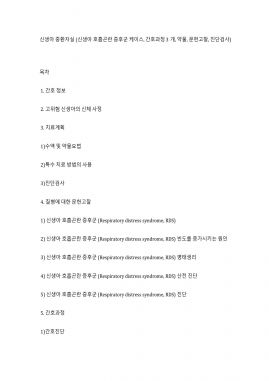 신생아 중환자실 (신생아 호흡곤란 증후군 케이스, 간호과정 3개, 약물, 문헌고찰, 진단검사)-1페이지