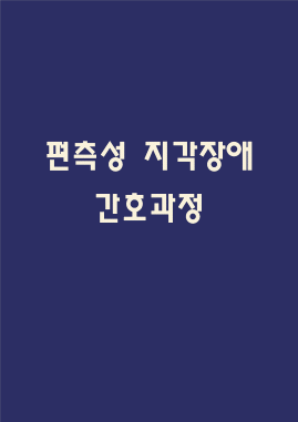 [편측성 지각장애 간호과정] 뇌졸중 환자의 편측성 지각장애 간호진단,간호과정 케이스-1페이지