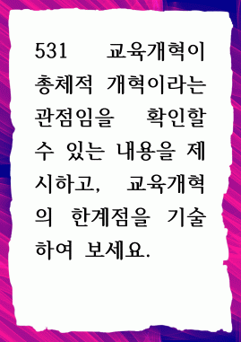 531 교육개혁이 총체적 개혁이라는 관점임을 확인할 수 있는 내용-1페이지