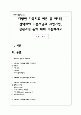 다양한 가족치료 이론 중 하나를 선택하여 기본개념과 개입기법, 실천과정 등에 대해 기술하시오-1페이지