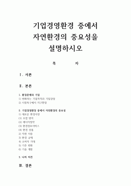 기업경영환경 중에서 자연환경의 중요성을 설명하시오-1페이지