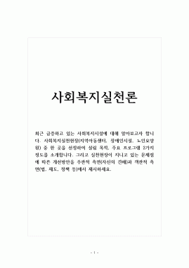 사회복지실천론_사회복지실천현장 중 한 곳을 선정하여 설립 목적 주요 프로그램 소개-1페이지