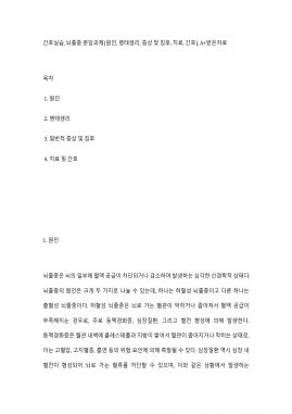 간호실습_뇌졸중 분담과제(원인, 병태생리, 증상 및 징후, 치료, 간호), A+받은자료-1페이지