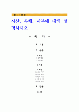 자산, 부채, 자본에 대해 설명하시오-1페이지