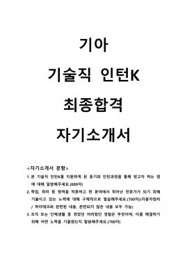 기아 기술직 인턴K 최종합격 자기소개서-1페이지