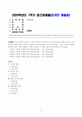 [2025학년도 1학기 방송통신대학교 중간과제물] [교육공학] 교재 1장부터 4장까지 각각의 장에서 자신에게 가장 흥미로웠던 주제를 하나씩 선정하고(총 4개의 주제), 각각의 주제에 관한 핵심내용을 요약 정리하시오-1페이지