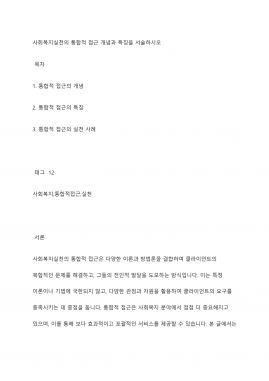 사회복지실천의 통합적 접근 개념과 특징을 서술하시오-1페이지