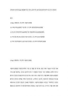 간호관리 온라인실습 병원별 미션, 비전, 공유가치, 윤리강령, 환자의무 비교 조사 레포트-1페이지