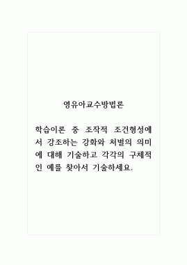 영유아교수방법론_학습이론 중 조작적 조건형성에서 강조하는 강화와 처벌의 의미에 대해 기술하고 각각의 구체적인 예를 찾아서 기술하세요-1페이지