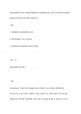 재무상태표에 자산과 부채를 유동항목과 비유동항목으로 구분 표시하면 재무상태표의 유용성이 증가하는지에 대해 작성하시오-1페이지