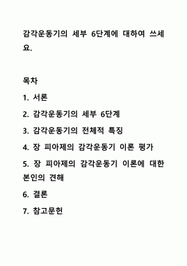 감각운동기의 세부 6단계에 대하여 쓰세요.-1페이지