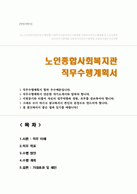 노인복지관 사회복지사 직무수행계획서-1페이지