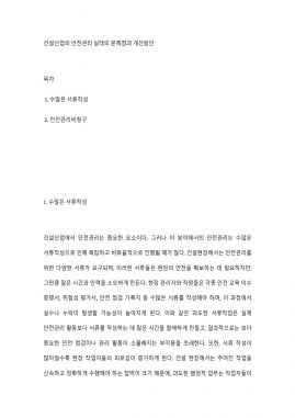 건설산업의 안전관리 실태의 문제점과 개선방안-1페이지