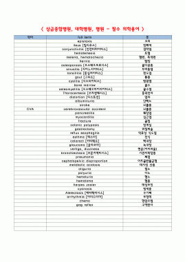 [필기, 면접] 상급종합병원, 대학병원, 병원 필수 의학용어-1페이지