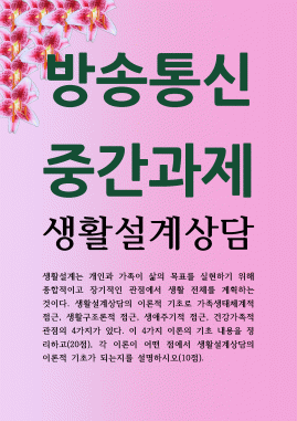 생활설계상담 생활설계상담의 이론적 기초로 가족생태체계적 접근 생활구조론적 접근 생애주기적 접근 건강가족적 관점-1페이지