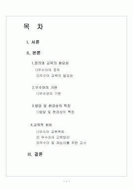 우수아의 교육에 대해서 논하시오-1페이지