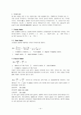 유체 역학의 기본 공식 및 정의를 설명-1페이지