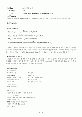 BUN (Blood urea nitrogen), Creatinine 측정-1페이지