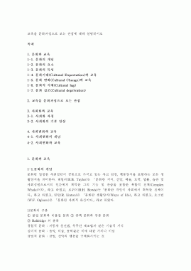 [교육사회학] 교육을 문화과정으로 보는 관점에 대해 설명하시오-1페이지