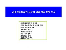 [기업 분석] 국내 특송사업 진출 기업 - UPS, DHL, FedEx, TNT 분석-1페이지