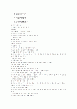 사마천 사기열전중의 오자서 내용 춘추전국시대 영화같은 스토리-1페이지