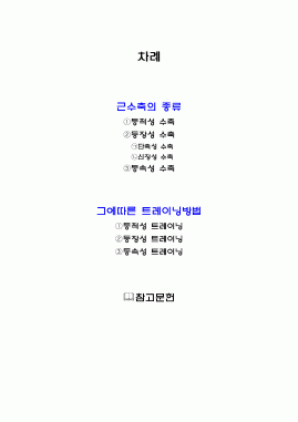 근수축의 종류와 그에따른 트레이닝-1페이지